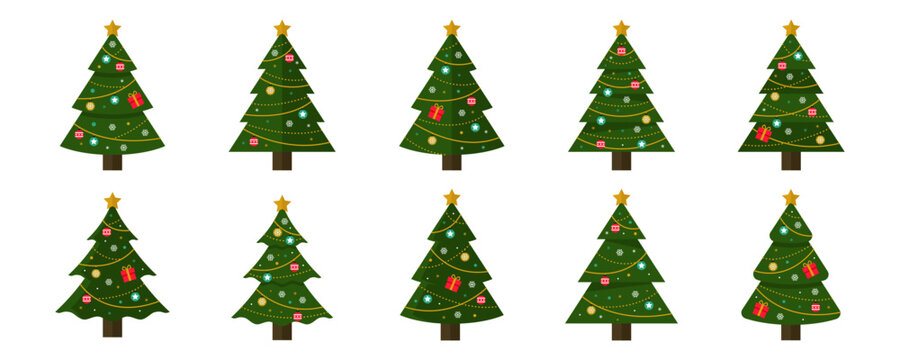 Red And Green Christmas Tree Clip Art