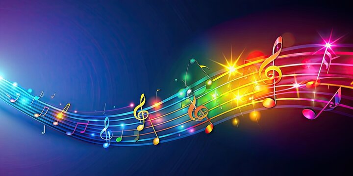 Colorful Music Notes On A Staff