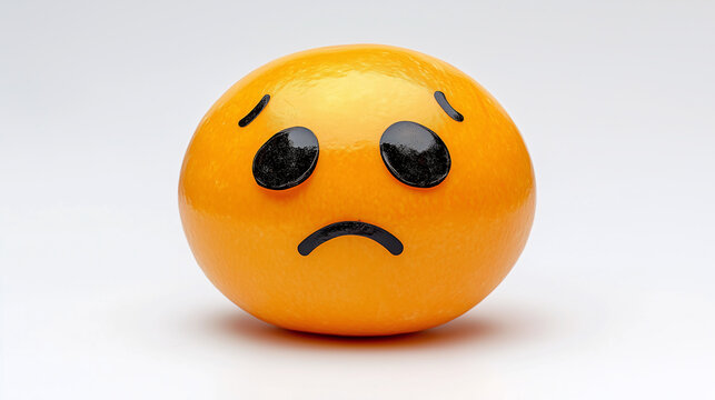 Orange Sad Face Smiley Knopf (Emoji/Emoticon) Böses Gesicht In Rot