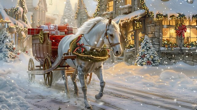 Merry Christmas Horse Sleigh
