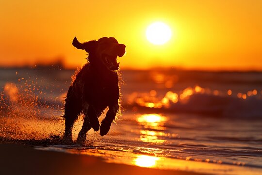 Dog Sunset Beach