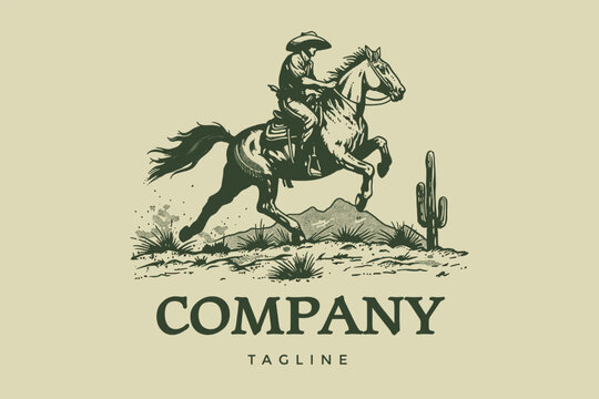 Cowboy Riding Horse Logo