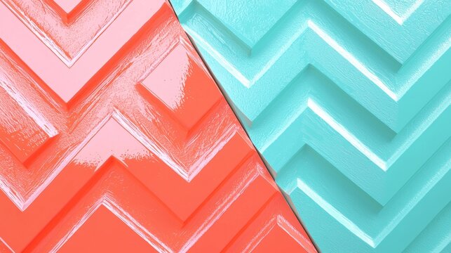 Teal And Coral Chevron Background