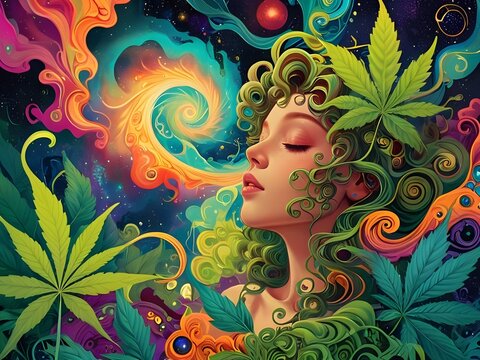 Trippy Weed Kunsttegninger Psychedelic Weed Leaf Photos, Images
