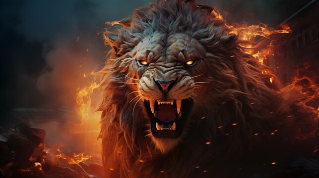 Lion On Fire Roar Images – Browse 5,416 Stock Photos, Vectors, and ...