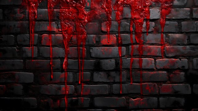 Realistic Blood Dripping Down A Wall