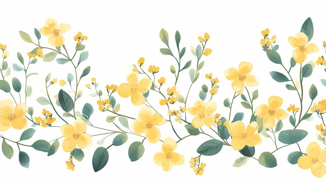 Yellow Flower Border Line