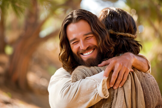Jesus Christ Hugging Man
