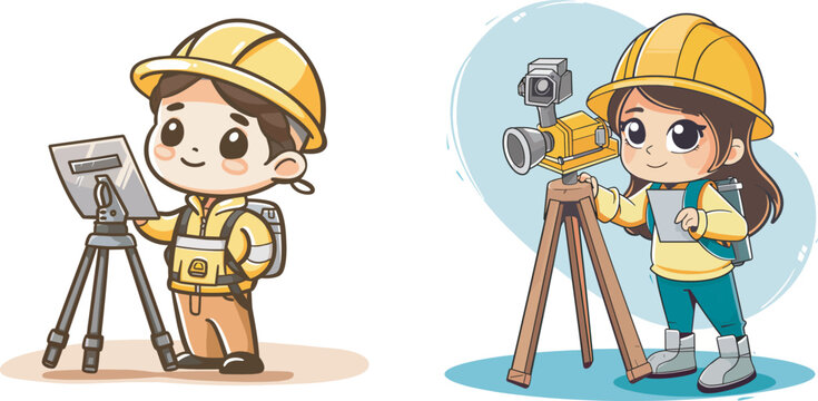 Land Surveying Cartoons Cartoon Land Surveyor Stock Illustration