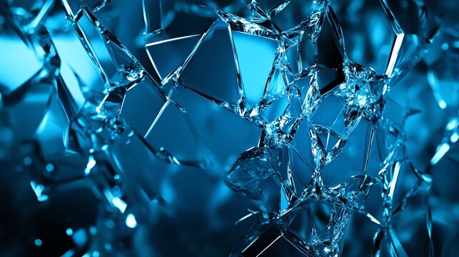 Blue Shattered Glass Background
