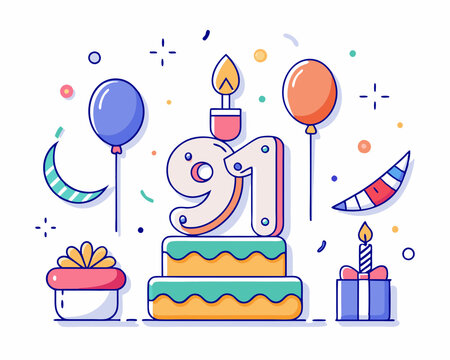 91 Birthday"」の写真素材 | 194件の無料イラスト画像 | Adobe Stock