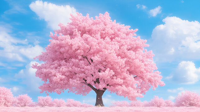 Cherry Blossom Tree Cartoon Cherry Blossom Tree Vector Stock