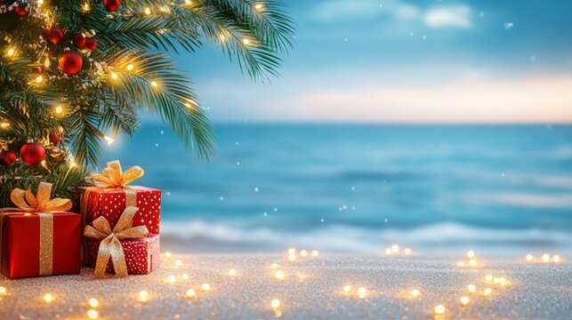 Beach Christmas Holiday Backgrounds
