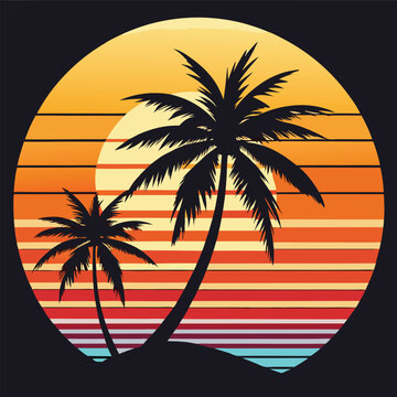 Sunset Palm Tree Logo