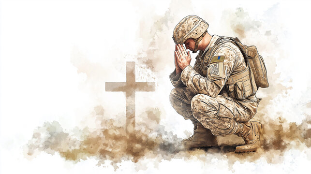 Soldier Praying Drawing