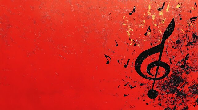 Red Music Note Background