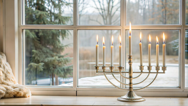 Chanukah Menorah In Window