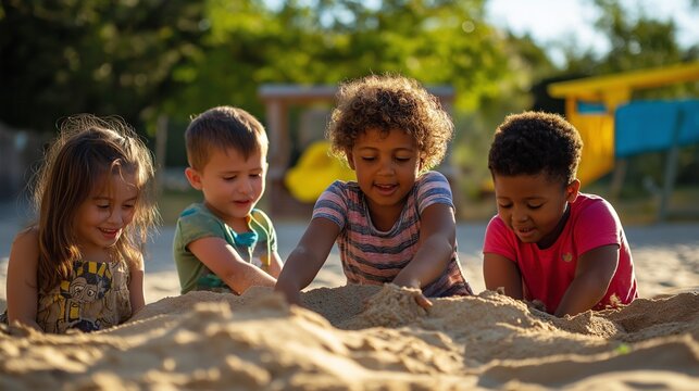 Black Kids Playing In Sandbox