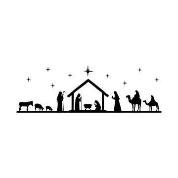 Nativity Black And White Clipart