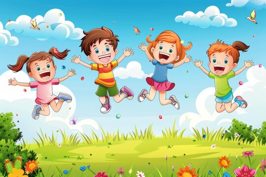 Cartoon Kids Playing Outside Images – Browse 102,460 Stock Photos ...