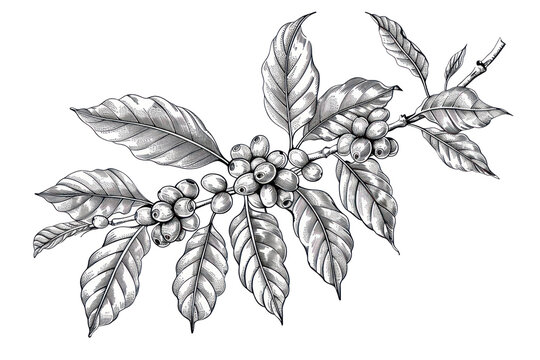 coffee tree line drawing