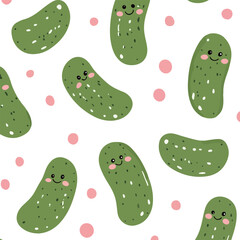 Sewing fabric with Cute Pickle Pattern - CottonBee