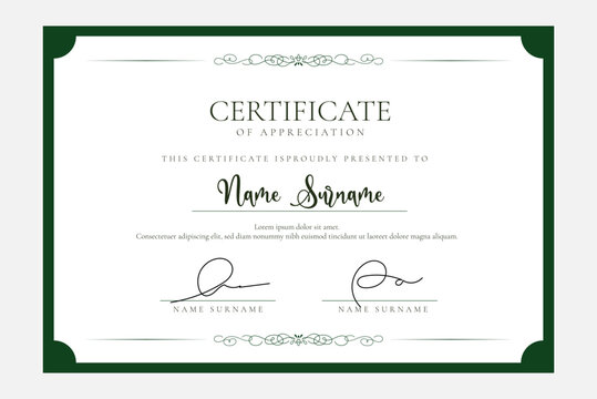 Elegant Gold on Green Appreciation Certificate Design