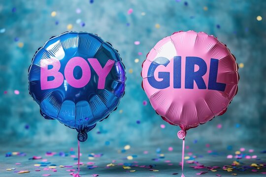 Playful Gender Reveal Announcement with Blue and Pink Colors