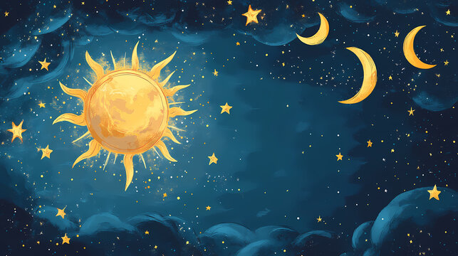 Celestial Sun And Moon Backgrounds Celestial Sun Moon And Stars