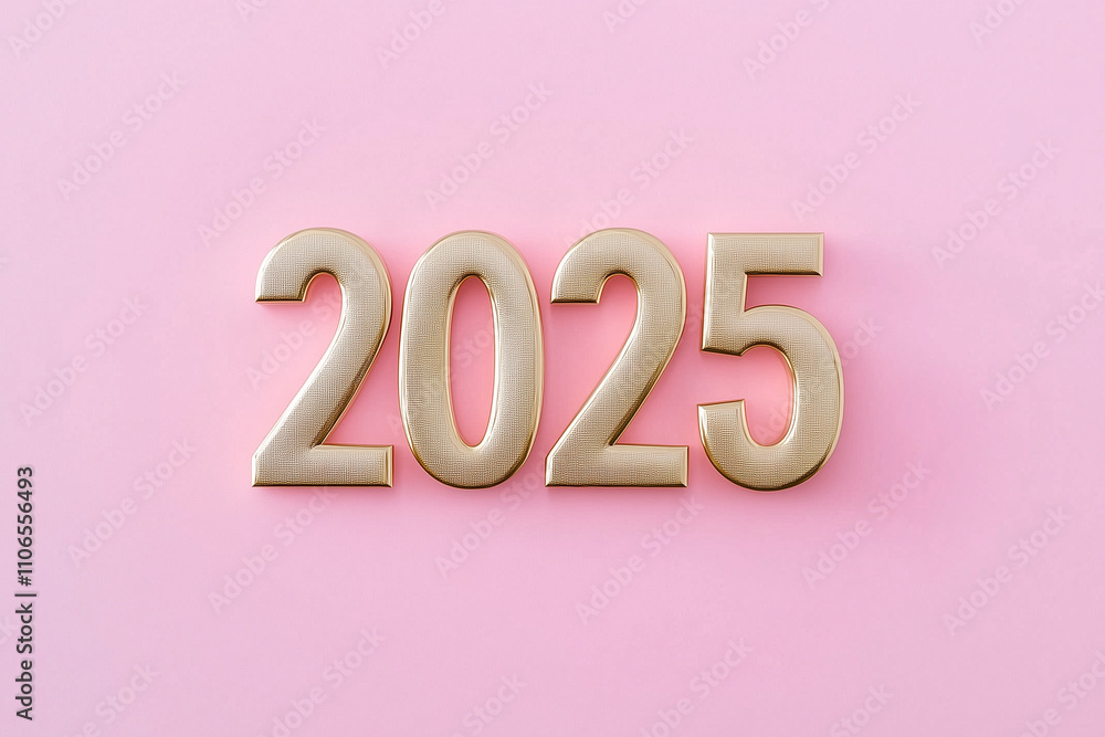 2025 golden number on pink background, Happy New Y | WallsHeaven | Lara