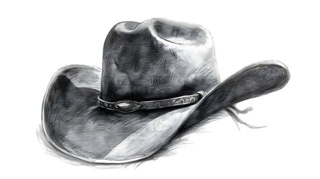 Cowboy Hat Side View Drawing