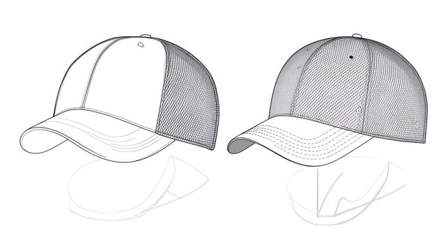 baseball hat technical drawing