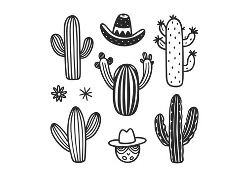Cactus Clip Art Free Black And White