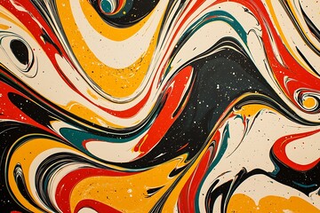 Sewing fabric with Retro marble 60s wave pattern Abstract swirl 60s ...