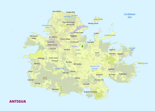 Antigua Island Map