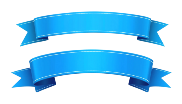 Blue Ribbon Banner on Transparent Background for Versatile Design Use
