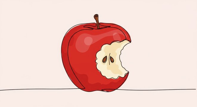 Bitten Apple Drawing Outline