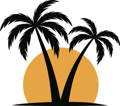 Sunset Palm Tree Logo