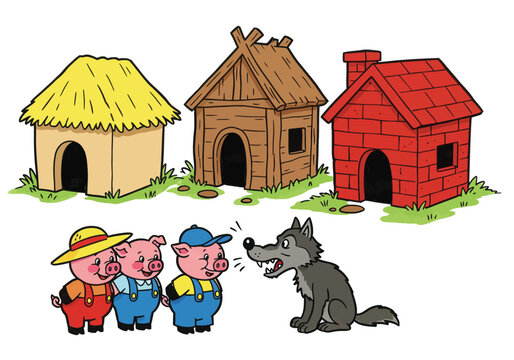 Three Little Pigs Stick House Clip Art