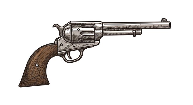 Western Revolver Drawing
