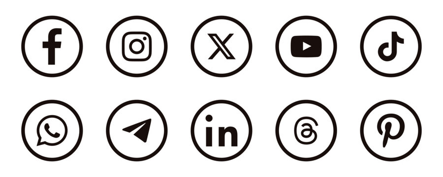 Facebook Twitter Linkedin Icons Vector