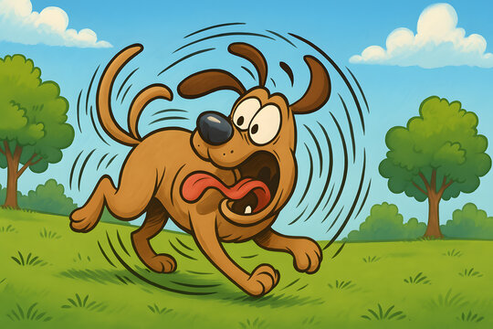 Cartoon Dog Running Scared