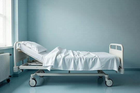 Empty Hospital Bed Side View