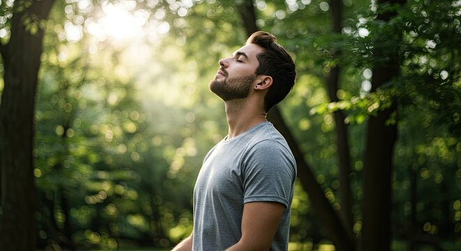 Person Breathing In Nature