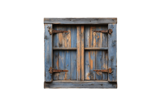 Aged Wooden Window Frame with Transparent Background