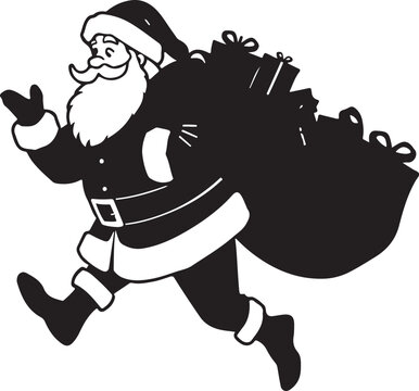 Santa Black And White Clipart