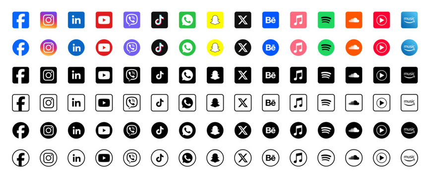 Facebook Twitter Linkedin Icons Vector