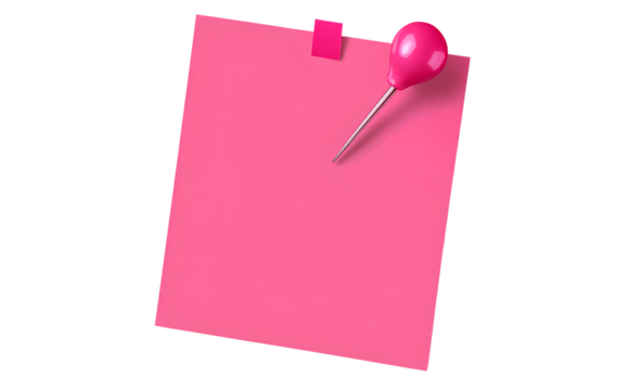 Pink Sticky Note with Pink Paperclip on Transparent Background - Free ...
