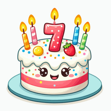 7th Birthday Cake Clipart
