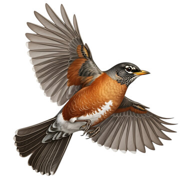 American Robin In Flight